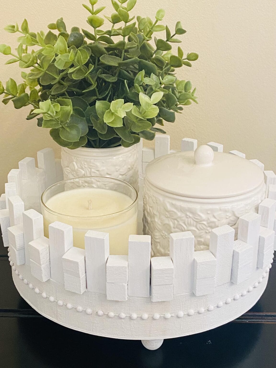 Dollar Tree Wood Crafts Round Wood Tray | Dollar Tree Craft