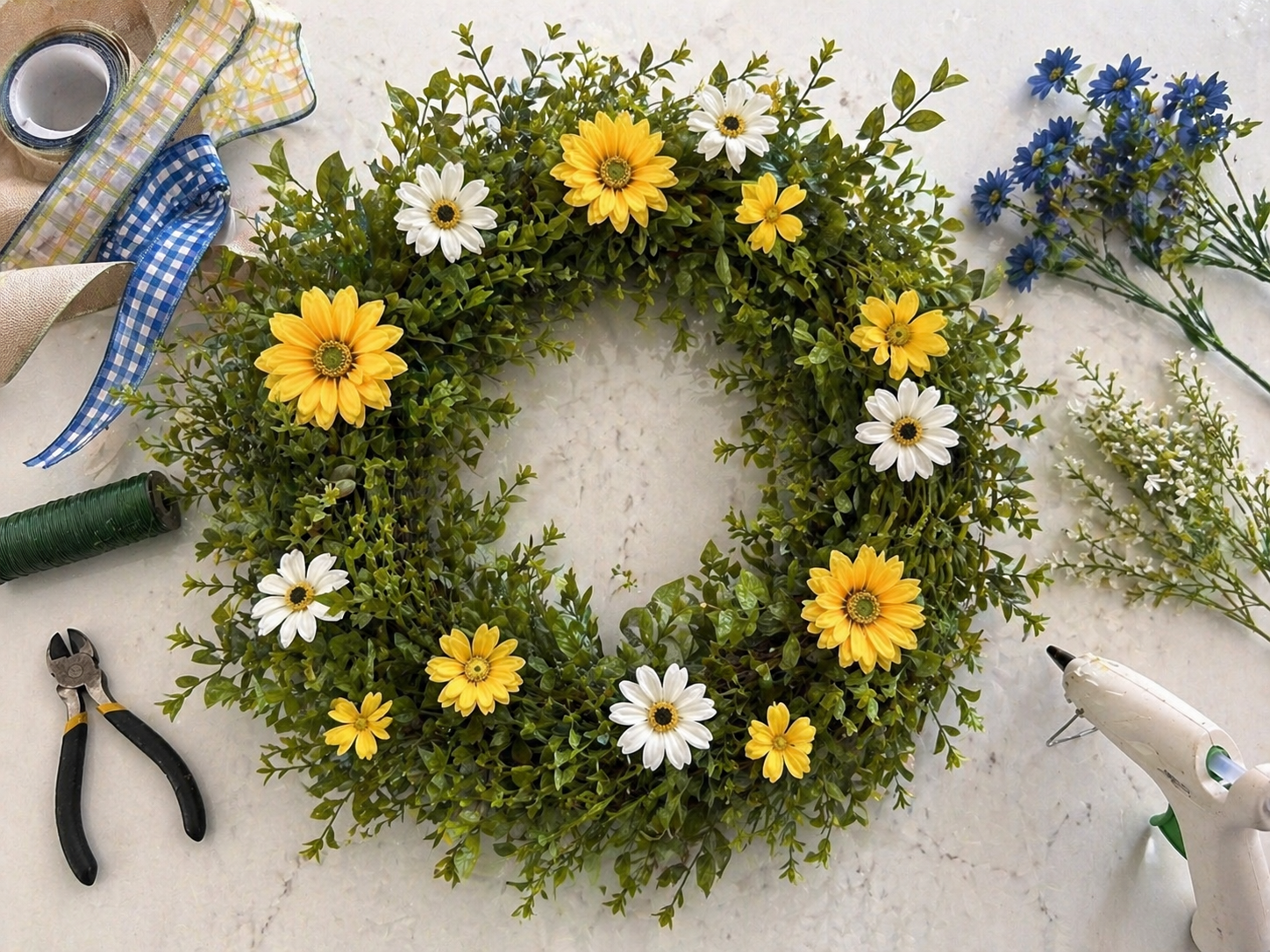 Sunny Meadow Summer Wreath: A Budget-Friendly Floral Delight - Dollar ...